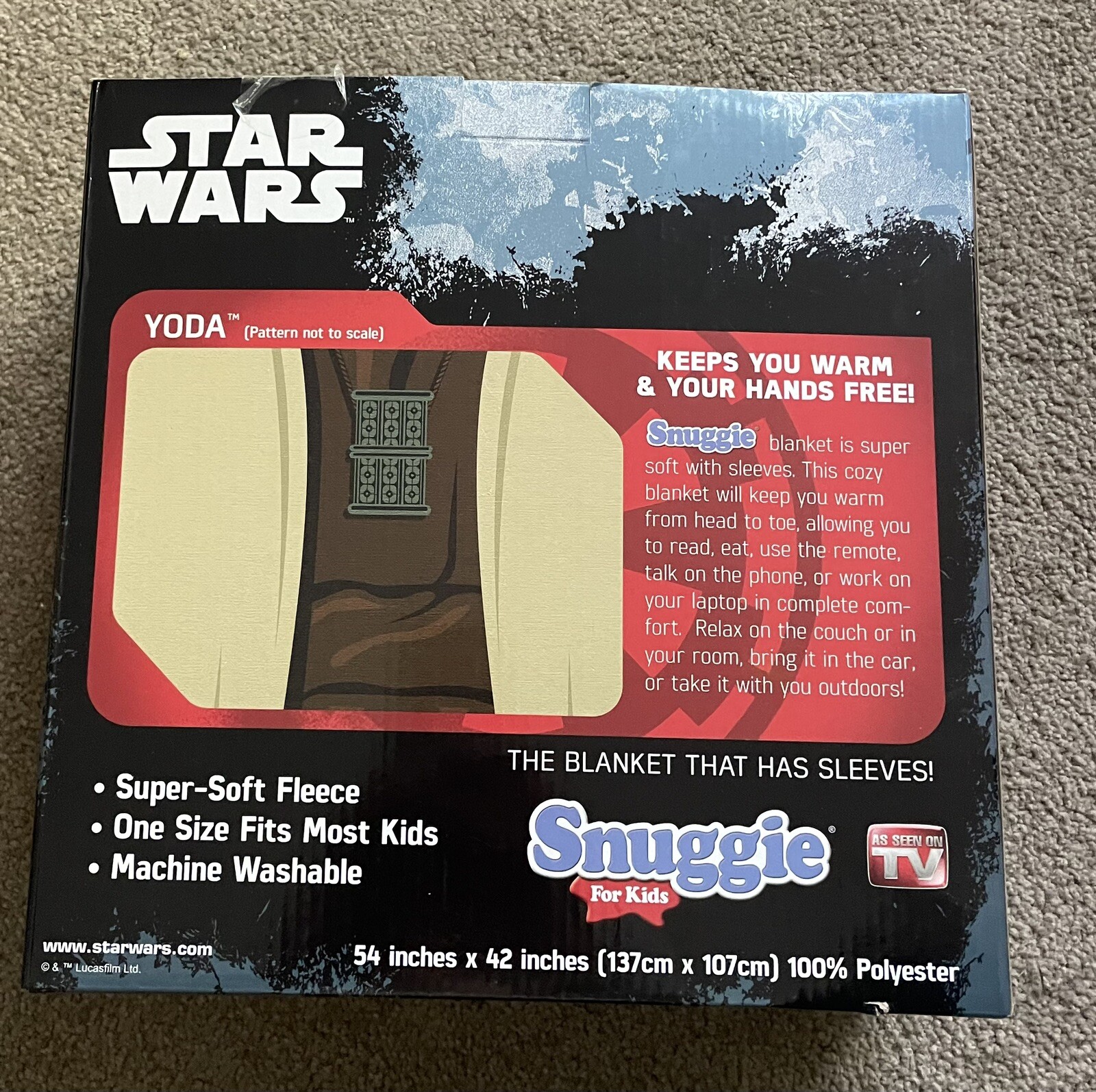 Disney+Star+Wars+Snuggie+Blanket+for+Kids+With+Sleeves+Yoda+54in+X+42in ...