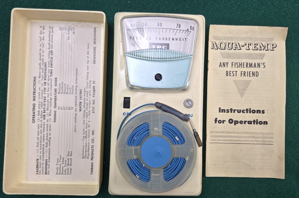 Vintage Aqua-Temp Fishing Temperature Device Nice Plastic Box Rare ...