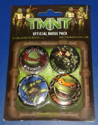 2007 *** SET OF 4 x 38 mm BADGES MOC BADGE *** TEENAGE MUTANT NINJA ...