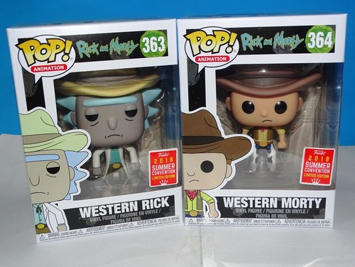 Western Rick #363 + Morty #364 Pop Vinyl BUNDLE 2018 summer convention ...