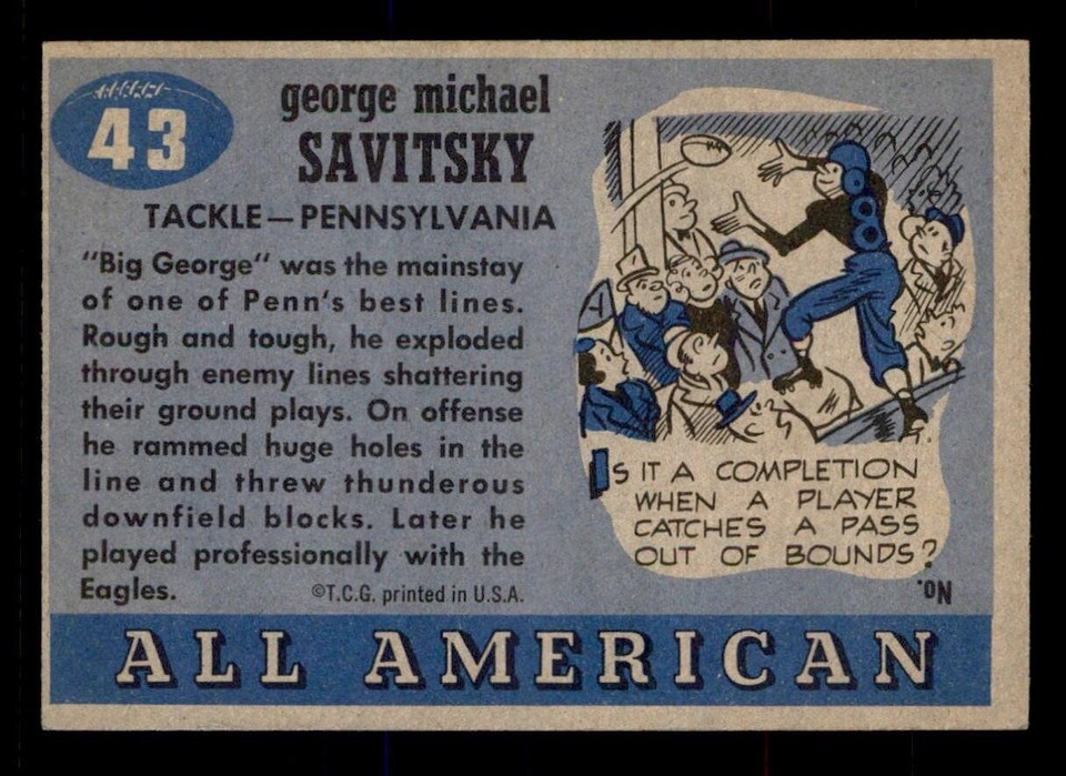 1955 Topps All American AA Football #43 George Savitsky EX/MT | eBay