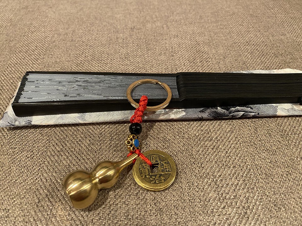 Brass Wu Lou Keychains Chinese Gourd Feng Shui Hu Lu Pendant Key Ring葫芦 ...