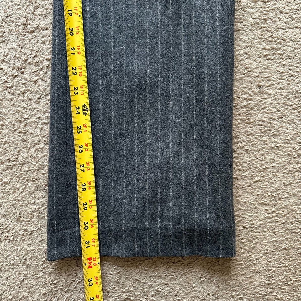 GAP Pants Womens 14R 34x32 Wool Blend Grey Pinstripe Mid Rise Slash ...