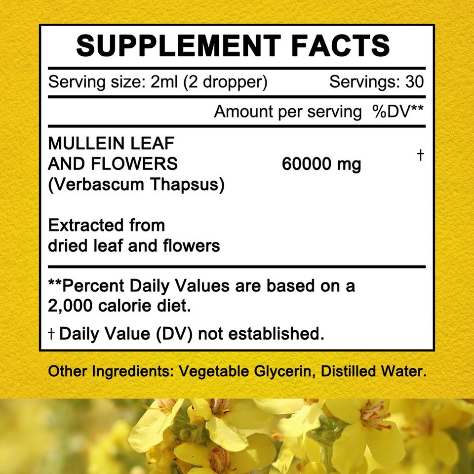 Mullein Leaf Extract Drops For Lungs Health - 60ml Lung Cleansing ...
