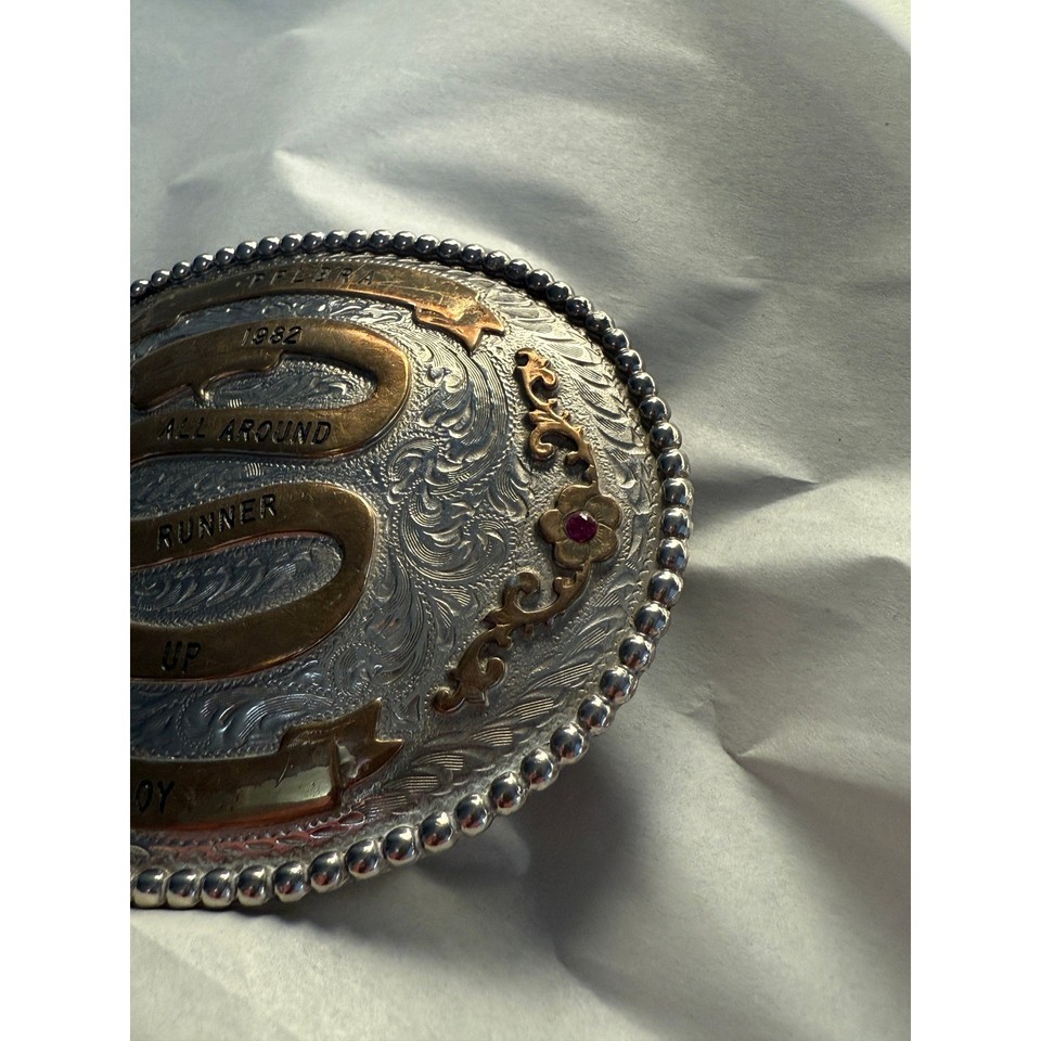 Vintage 1982 PPLBRA All Around Runner Up Sr. Boy Belt Buckle Rodeo ...