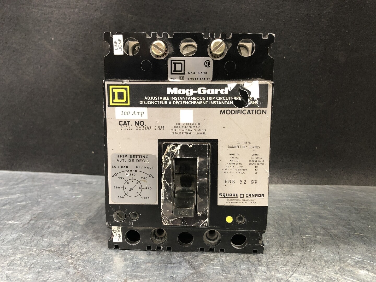 SQUARE D 100 Amp 3 Pole Circuit Breaker FAL36100-18M | eBay
