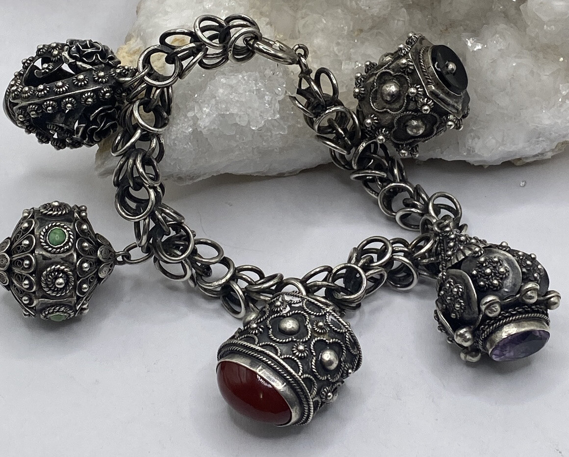 ANTIQUE ETRUSCAN FILIGREE POISON CHARMS 800 SILVER BR… - Gem