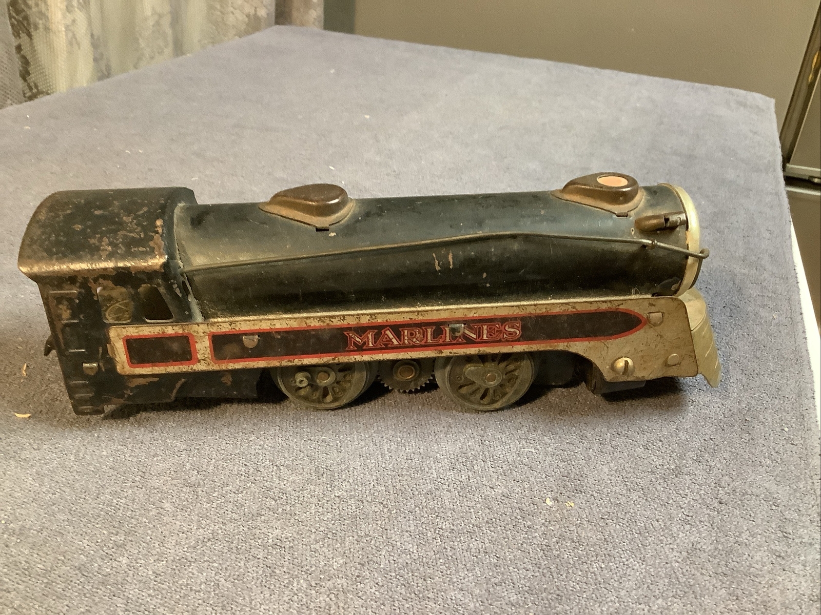 Vintage MARX Tin Litho Steam Engine Locomotive MARLINES Electric ...
