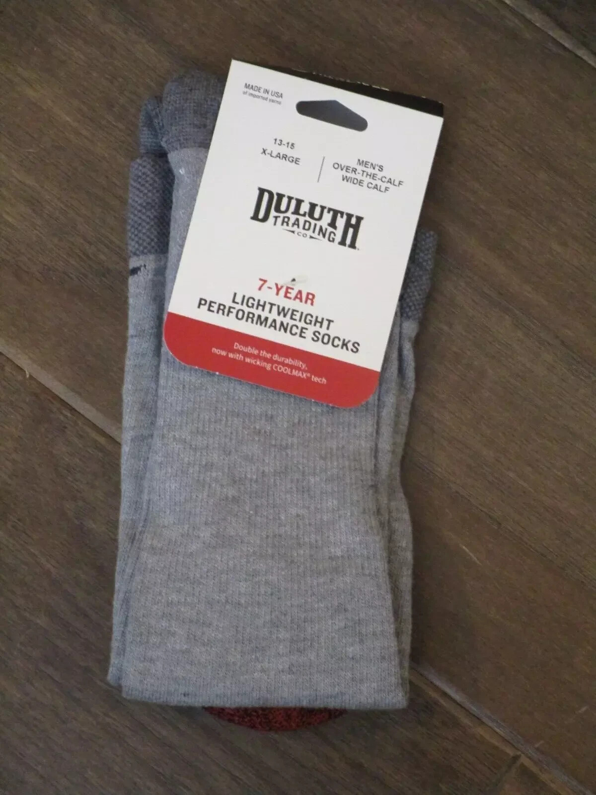 DULUTH MEN'S 7-YEAR PERFORMANCE LIGHTWEIGHT WIDE CALF GRAY OTC SOCKS ...
