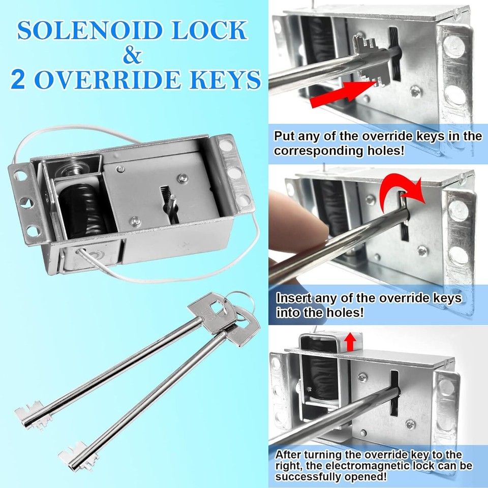 Gun Safe Lock Replacement Chrome Keypad Solenoid Safe Lock with 2 ...
