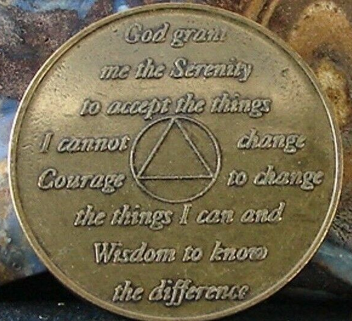 Alcoholics Anonymous 16 Year AA symbol Bronze Medallion Coin Token Chip ...