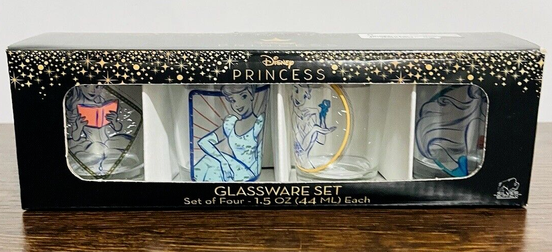 Disney Princess Glassware Set of 4 - 1.5 Oz Shot Glasses Ariel/Belle ...