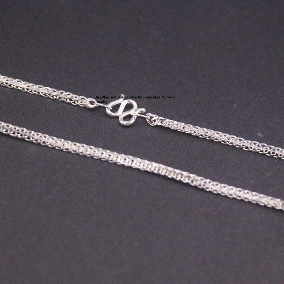 Pure S999 Fine Silver 999 Chain Men Women 2mm Wheat Link Necklace 6.5 ...