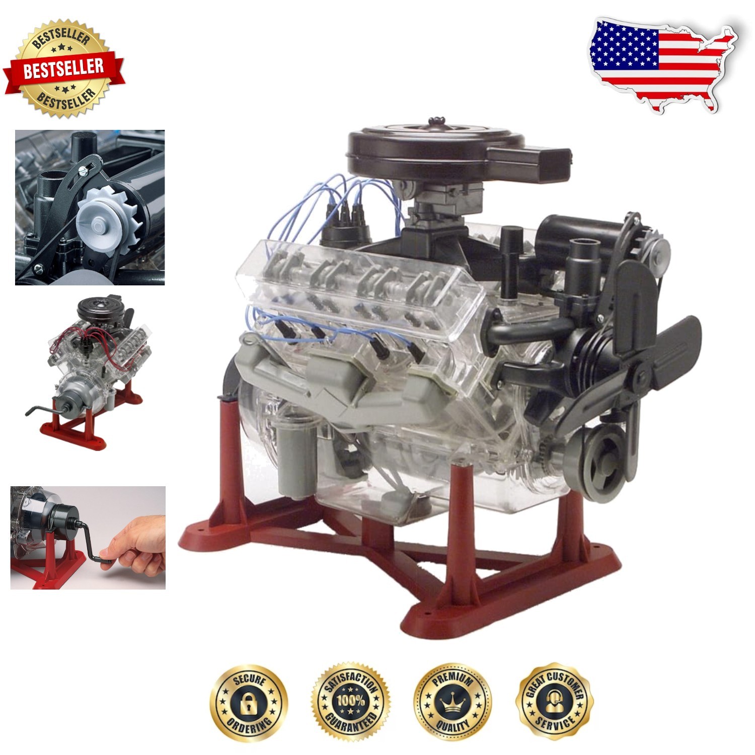 Visible V8 Engine Model Kit 1:4 Scale 314-Piece Skill 5 Educational ...