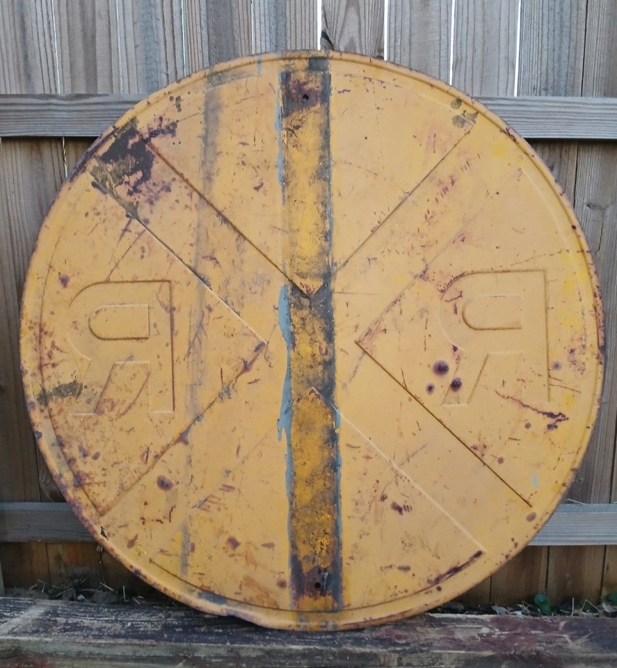 Original 30" Round Embossed RXR Railroad Crossing Train Sign | eBay
