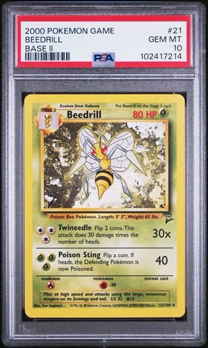 2000 Pokemon Base 2 # 21 Beedrill PSA 10 Card GEM MINT! Trusted Seller ...