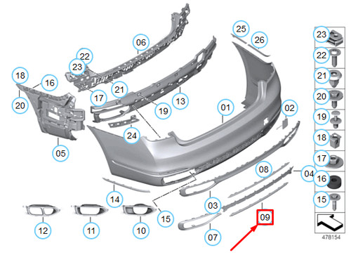 2016-2019 BMW 7 G11 Rear Lower Bumper Trim 51127369917 7369917 OEM ...
