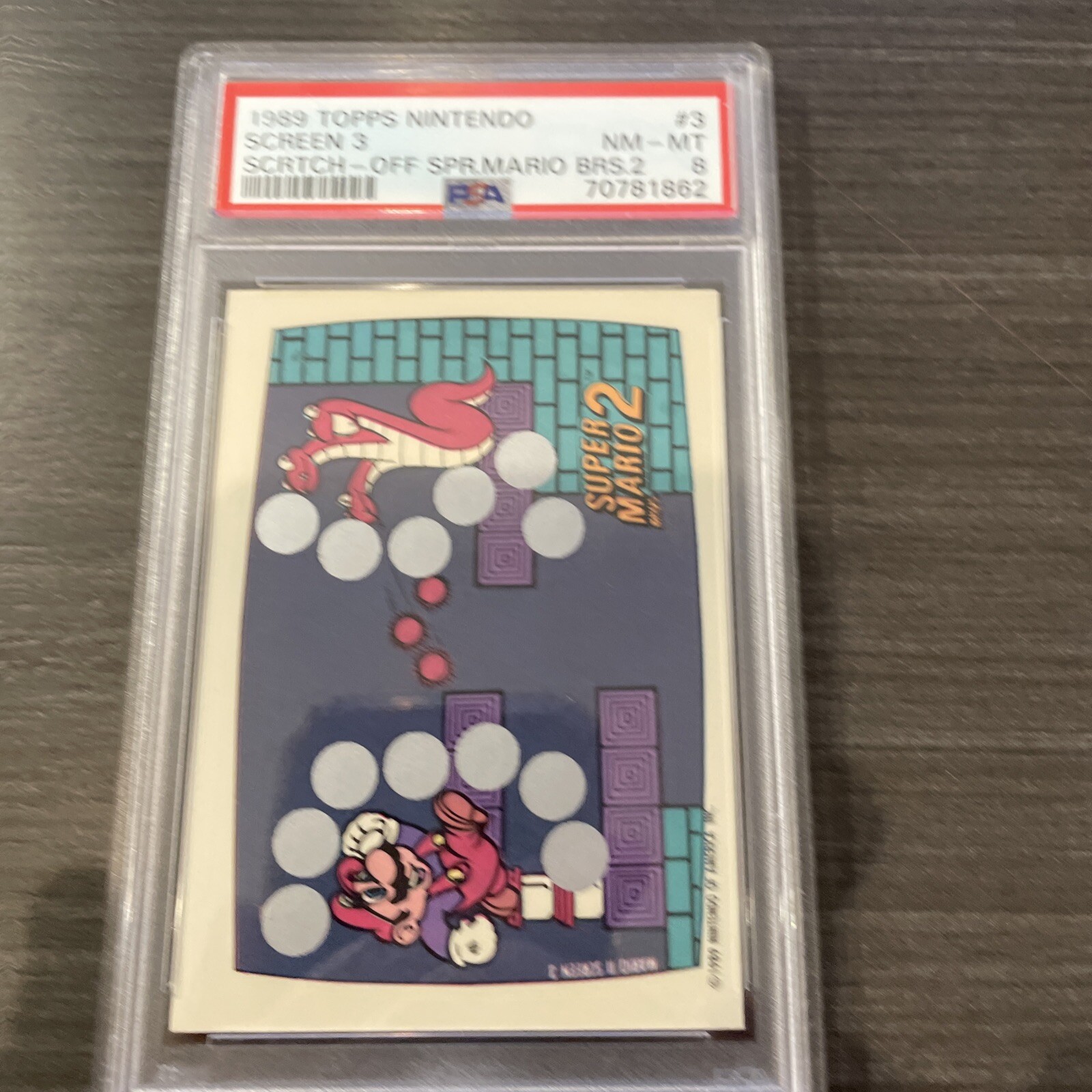 1989 Topps Nintendo Scratch-Off Super Mario Bros. 2 3 Screen PSA 8 NM ...