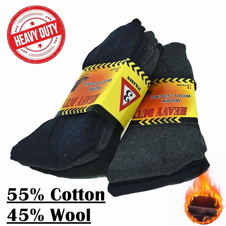 3-12 Pairs Mens Winter Heavy Duty Warm Thermal Wool Cotton Boots Socks ...