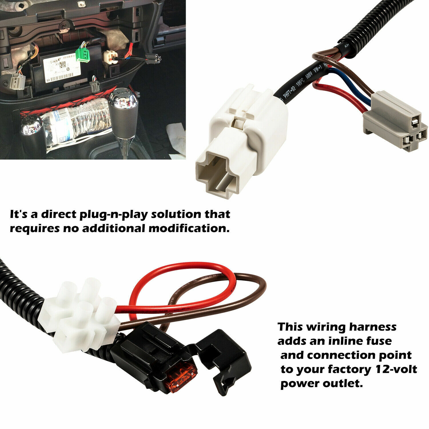 12 Volt Power Adapter for Jeep Wrangler JK JKU JL JLU TJ Gladiator JT ...