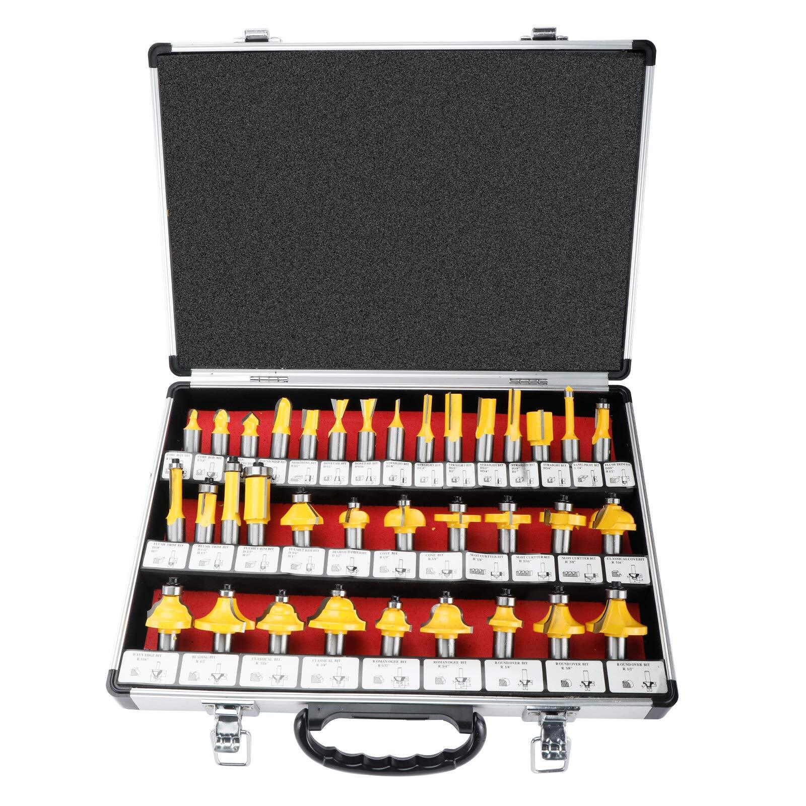 35PC Router Bit Set 1/2" Shank Tungsten Carbide Tip Woodworking Tool ...