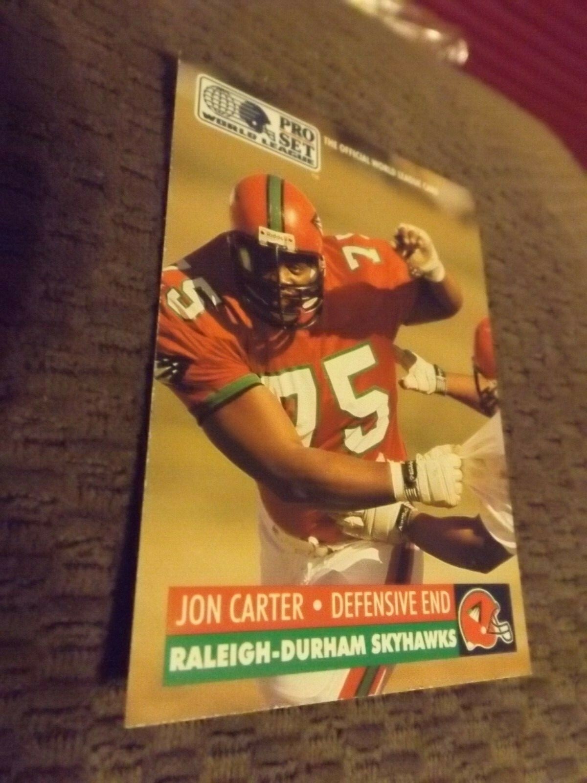 Joe Carter Raleigh-Durham Skyhawks World League Football Pro Set 1991 ...