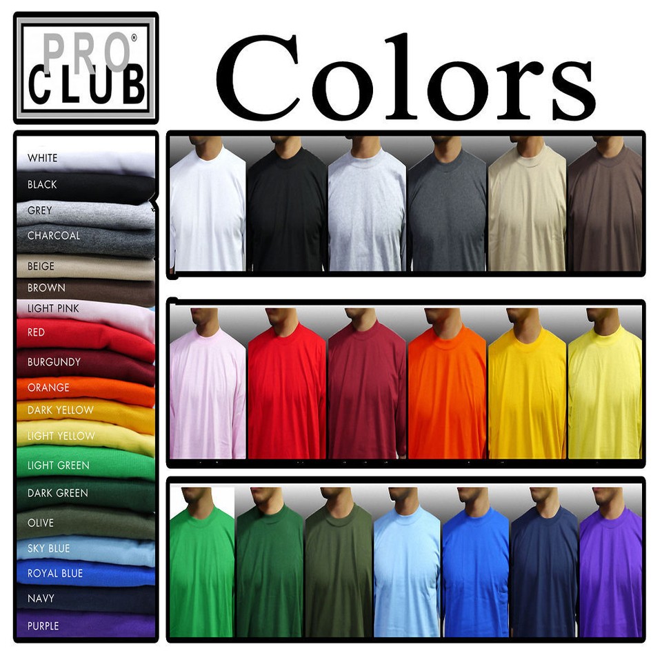 1 New ProClub S-3XL Comfort Weight T-Shirt Plain Tee Pro Club Color ...