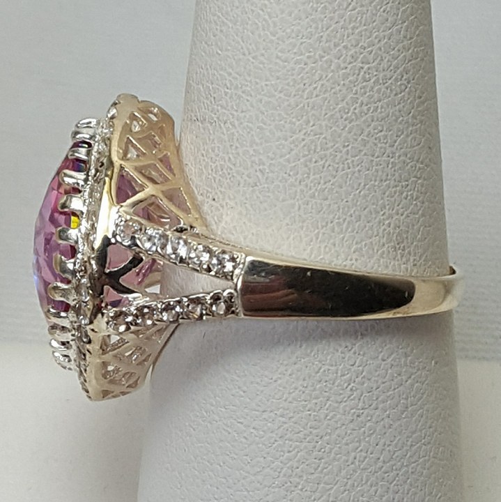 HSN-Enhanced Pink Quartz White Topaz 925 Ring SZ 8 | eBay
