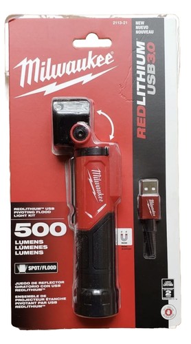 NEW Milwaukee 2113-21 REDLITHIUM USB Rechargeable Pivoting Flashlight ...