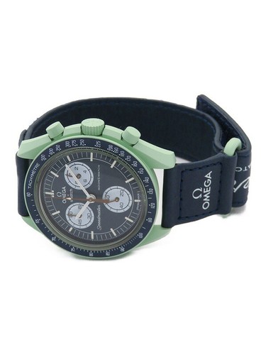OMEGA Swatch Mission on Earth SO33G100 Men's Quartz Blue Green Dial ...