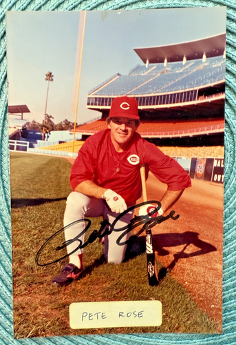 Pete Rose Signed Autograph 4 x 6 Photo Cincinnati Reds