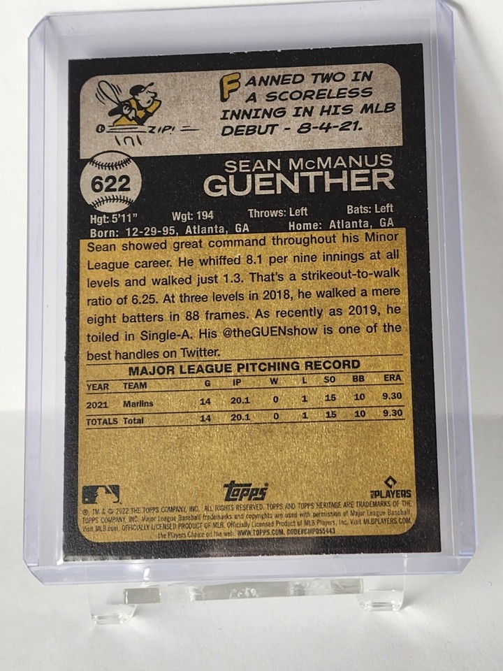 Sean Guenther 2022 Topps Heritage Rookie Card | eBay
