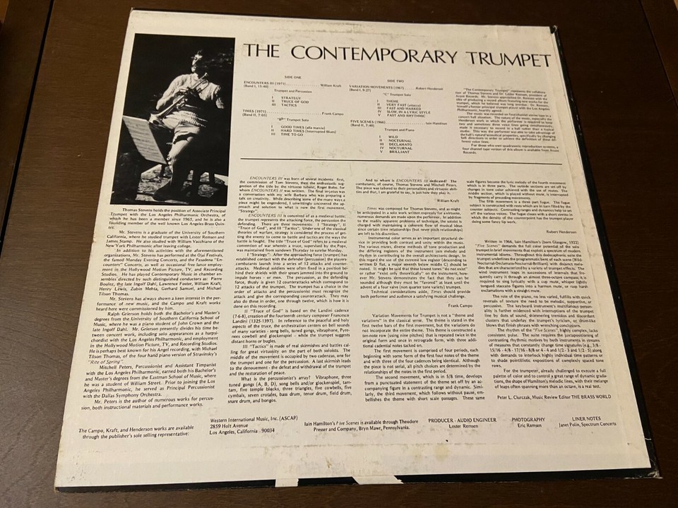 The Contemporary Trumpet Thomas Stevens~RARE 1972 Modern Classical~FAST ...