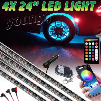 4pcs 24" RGB Car Truck Wheel Well LED Light Kit Custom Accent Neon Rim ...