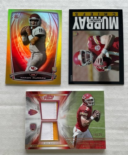 3 Card CHIEFS AARON MURRAY #14/25 Game Used Rookie Patch LOT Georgia ...
