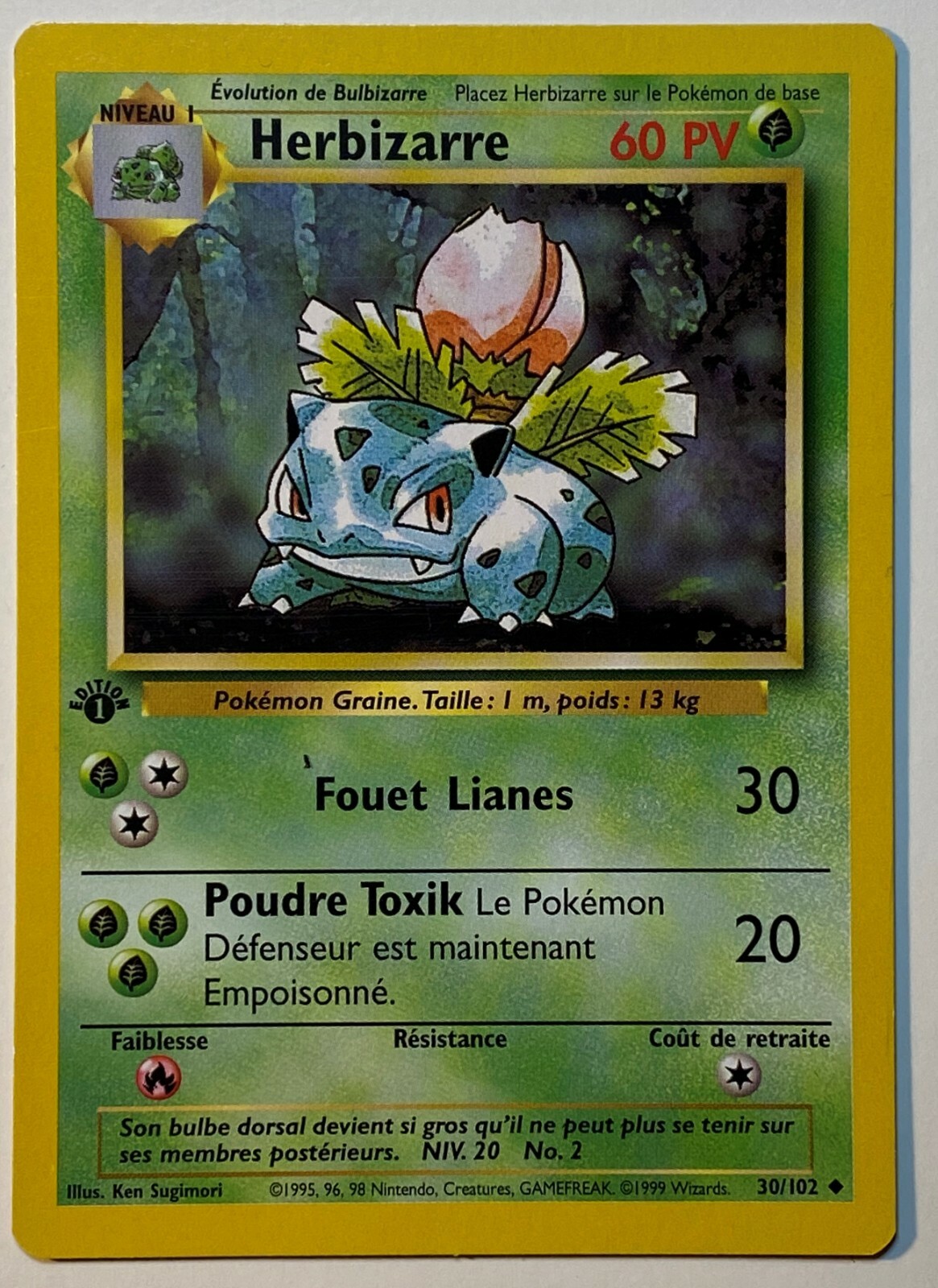 Pokemon 1st Edition French Ivysaur "Herbizarre" Base Set #30/102 MINT ...