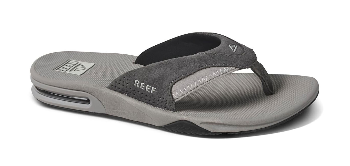 REEF FANNING GREY SUEDE/BLACK GRAY FLIP FLOPS THONG SANDALS BEACH US ...