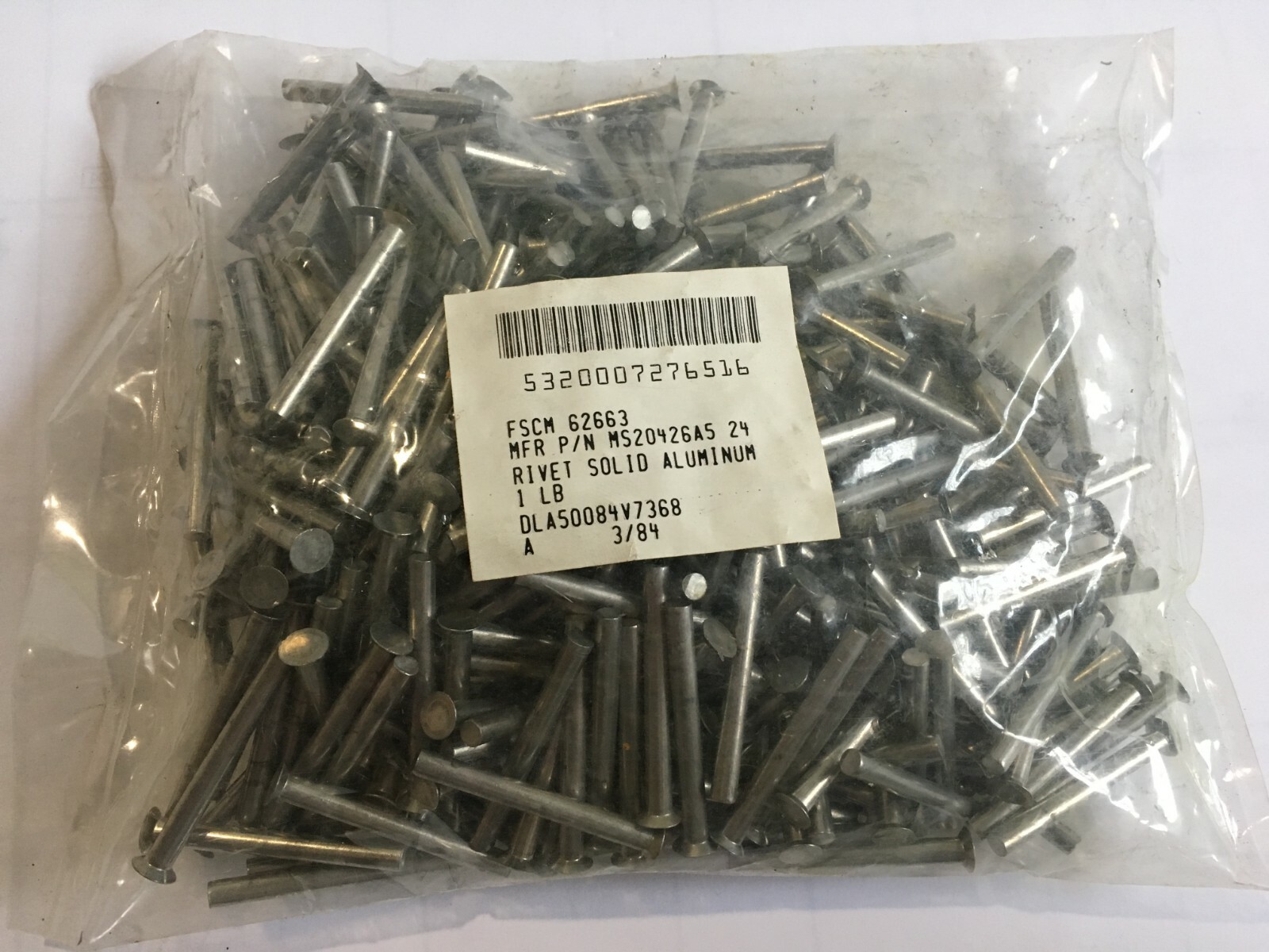 AIRCRAFT AIRPLANE RIVETS MS20426A5-24 1LB Aluminum New | eBay