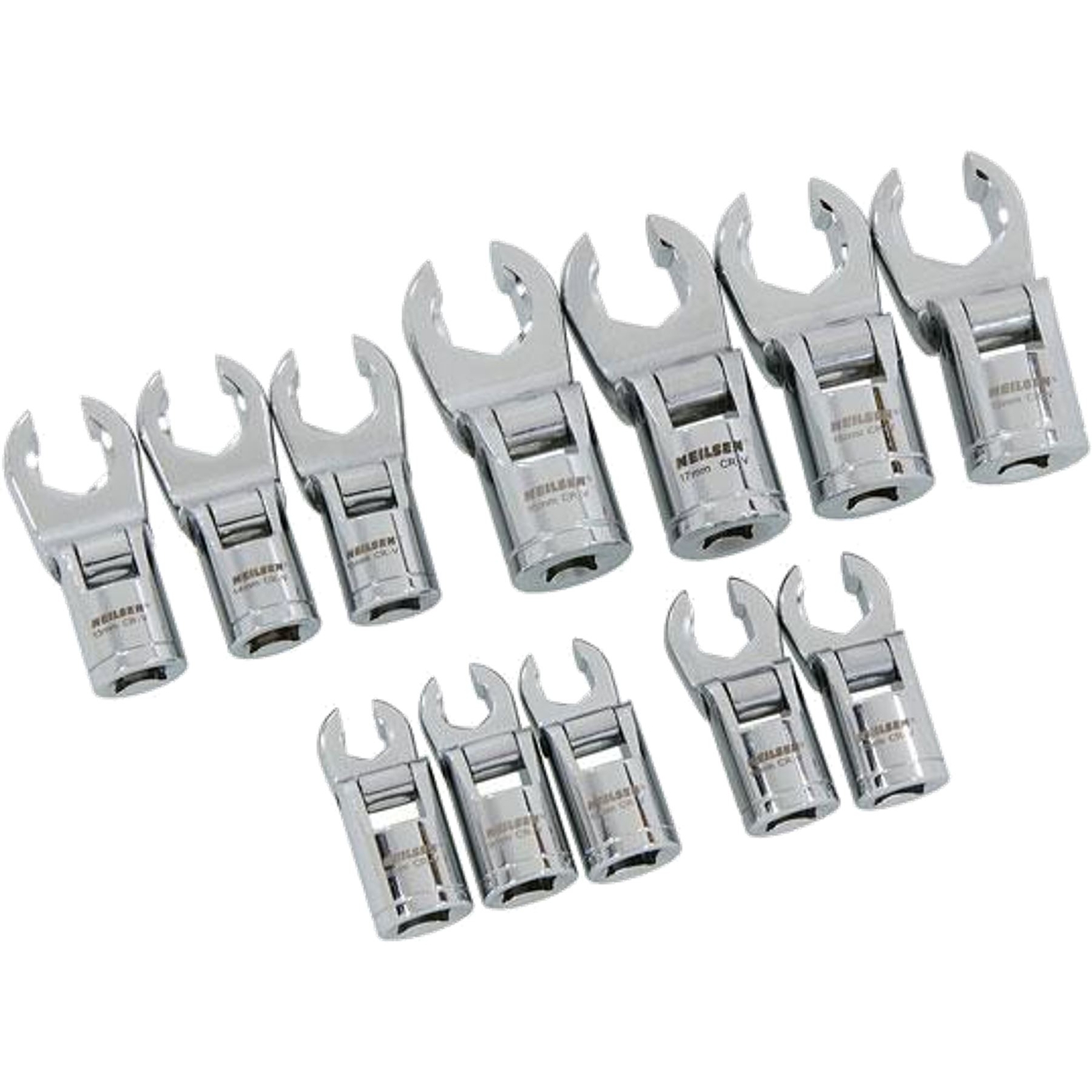 Neilsen 12pc Crows Foot Feet Socket Wrench Spanner Set 3/8" Metric Crow ...