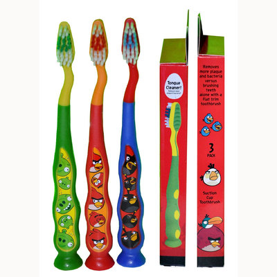 Angry Birds 3 PCS Child Toothbrushes Set Suction Cup Bottom & Tongue ...