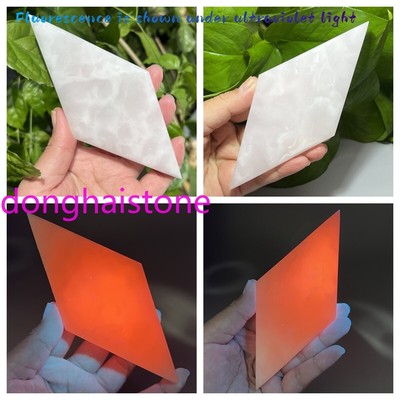 5"+ Natural Pink calcite pendulum Quartz Rhomboid Crystal Decor Gem ...