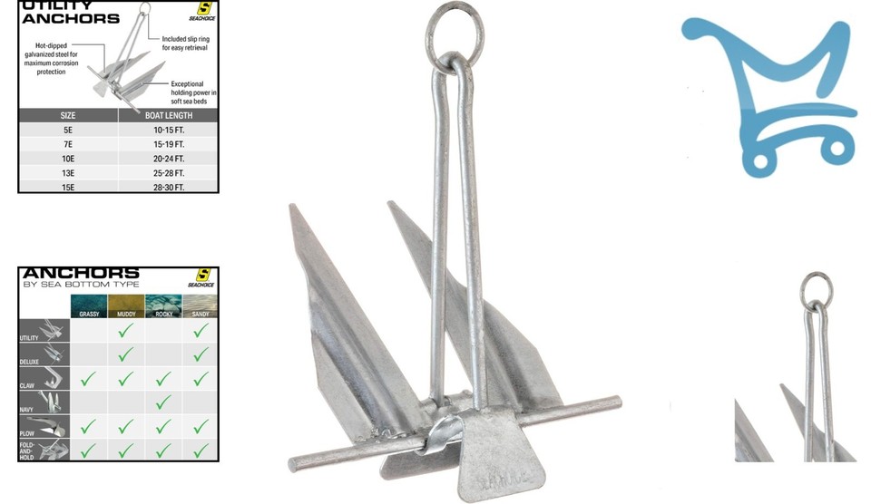 Steel Utility Anchor 10E for Boats 20-24 ft Deep Penetration Durable | eBay