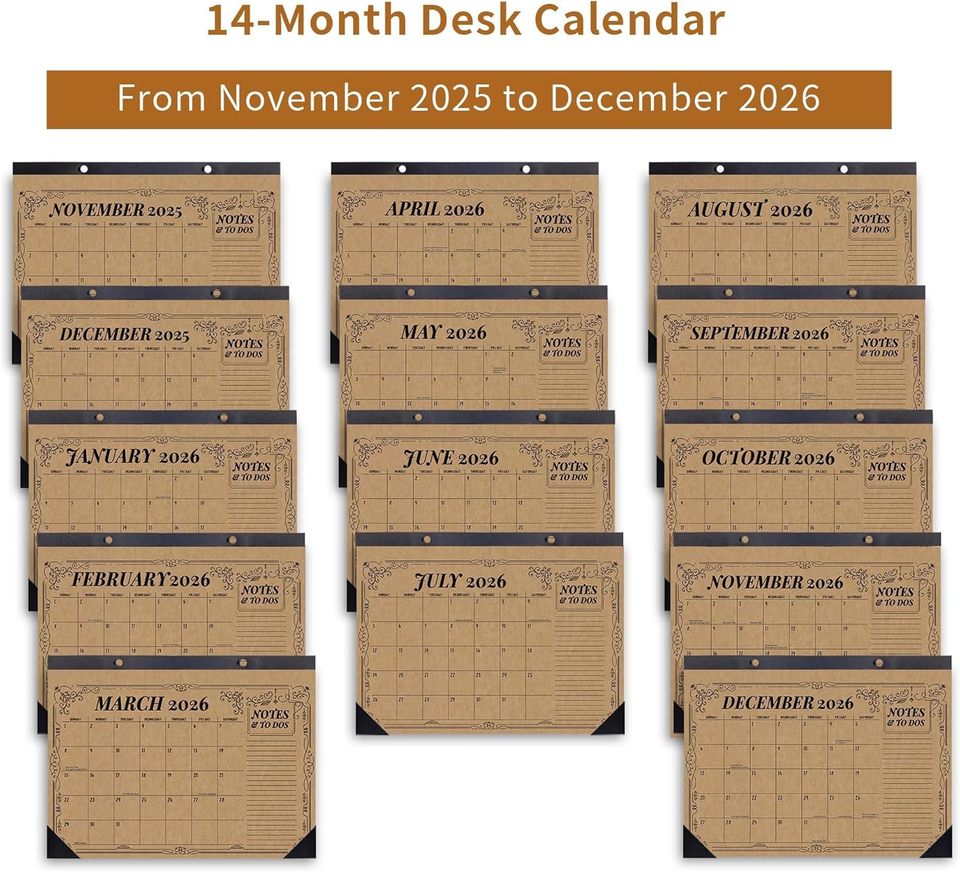 2026 Desk Calendar Wall Calendars, Large 17" X 12", November 2025 ...
