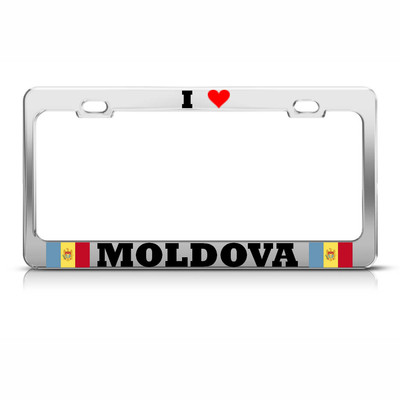 I LOVE HEART MOLDOVA FLAG Metal License Plate Frame Auto SUV Tag Holder ...