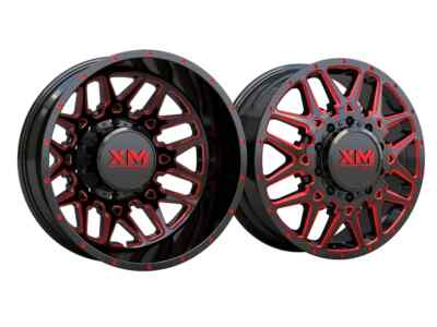 24'' inch XM 900 Black Red Dually Wheels 8X210 Chevy GMC 3500 Rims New ...