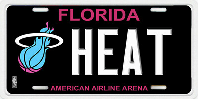 Florida Miami Heat Custom Flat Aluminum Vanity License Plate TAG Your ...
