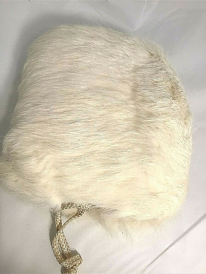 Childrens White Rabbit Fur Muff Hand Warmer Satin Lined Pouch Vintage ...
