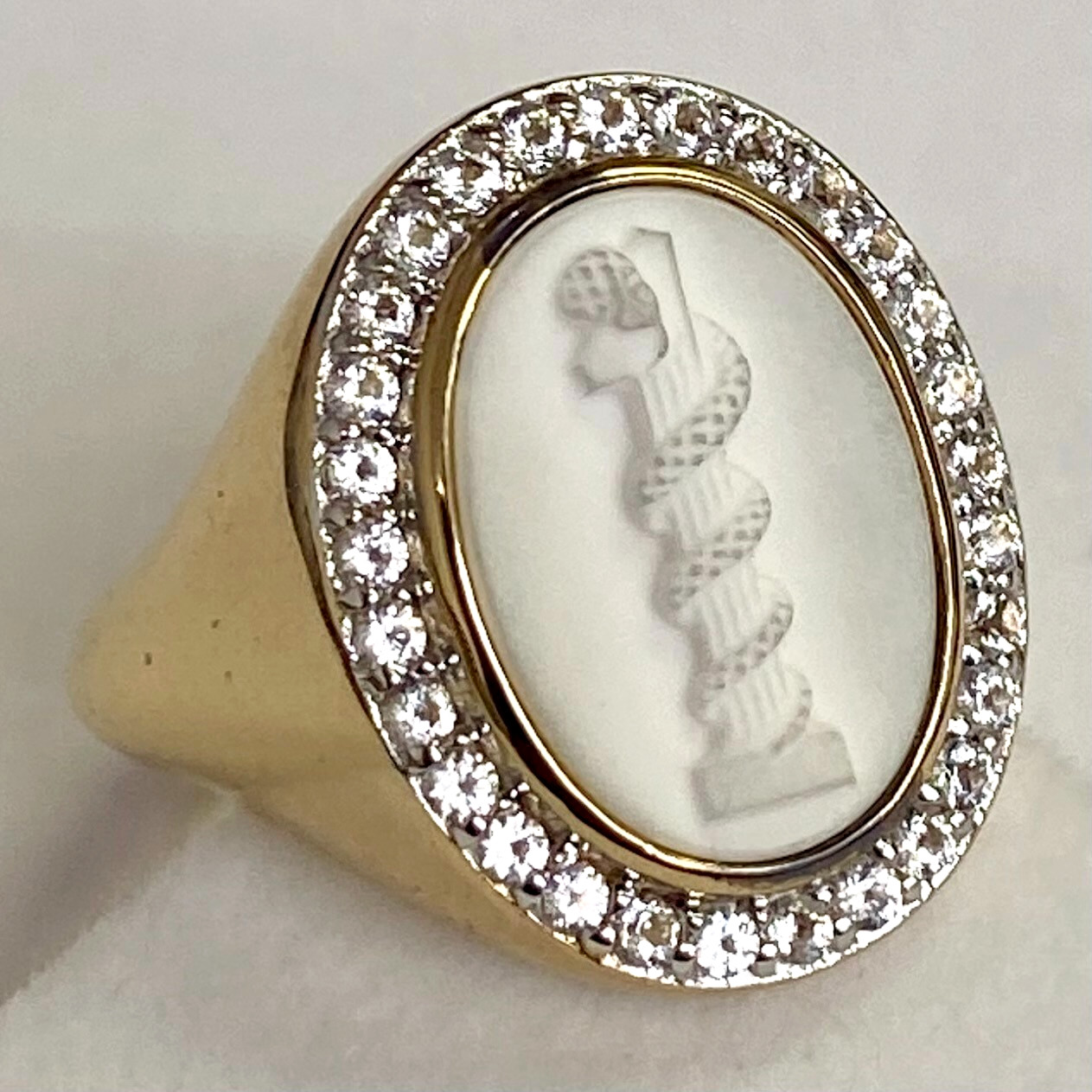 HSN Service First 18k Gold Clad Sterling White Cameo … - Gem