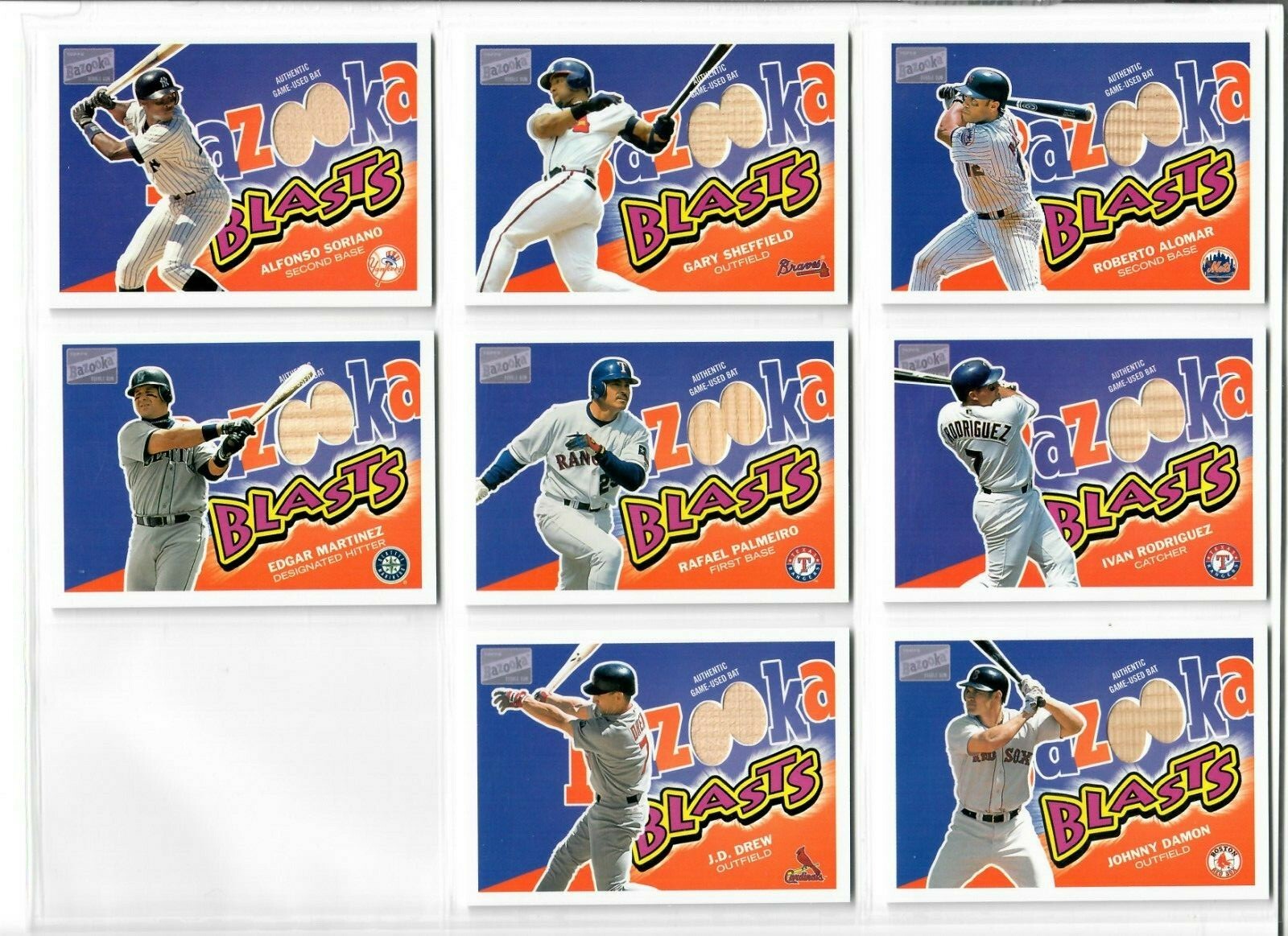 2003 Topps Bazooka Baseball BLASTS GAME-USED BAT You Pick PUDGE EDGAR ...