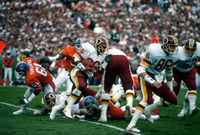 Joe Cofer Washington Redskins carries the ball v Denver Bron- Football ...